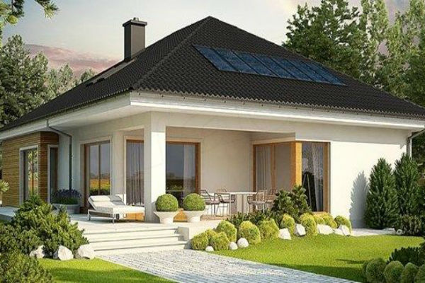 Detaljan plan prizemne kuće sa garažom i terasom koja će vas prosto ...